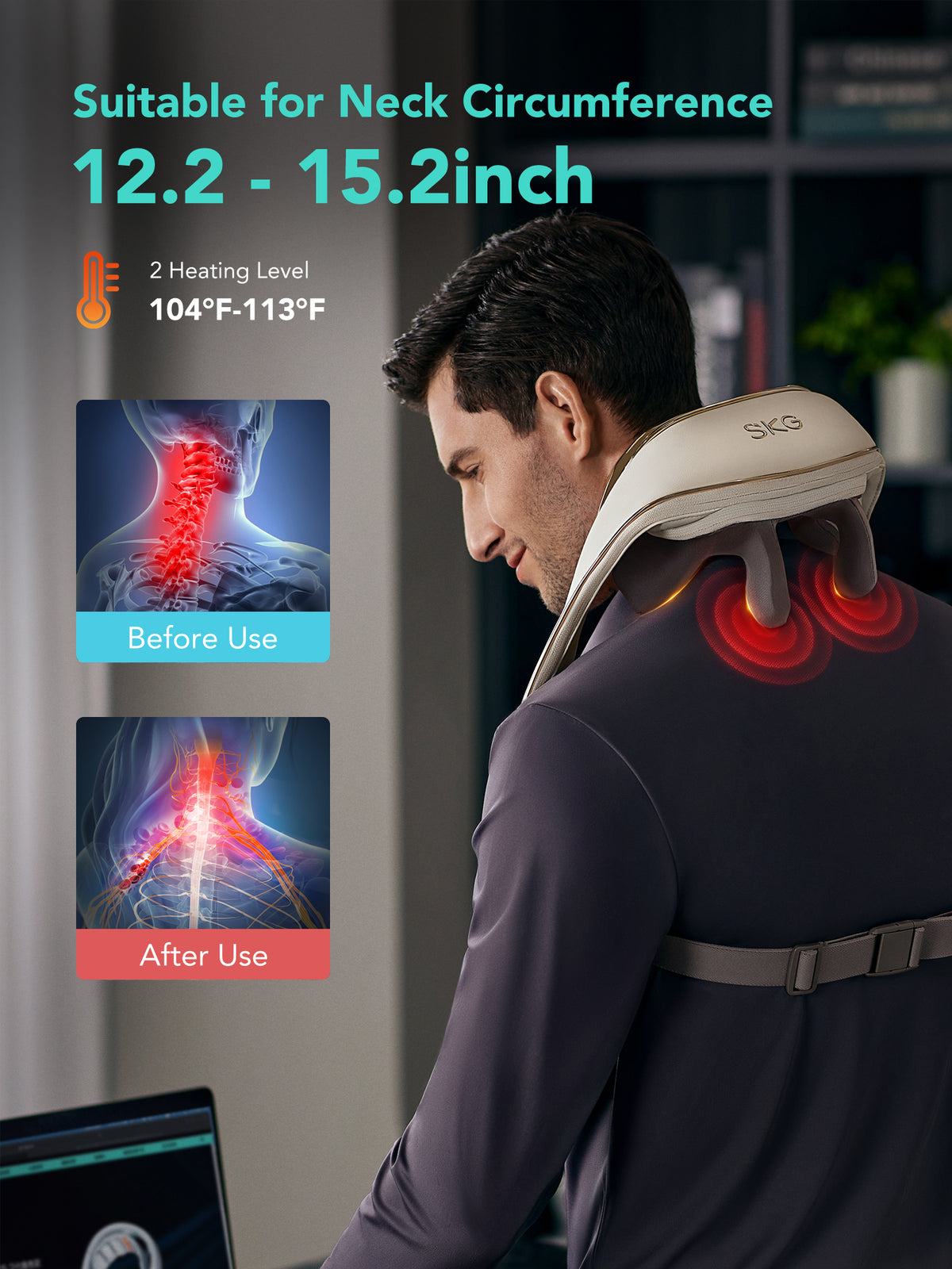 SKG H5 Mini Cordless Shiatsu Neck and Shoulder Massager with Heat